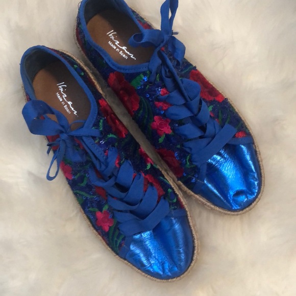 Shoes | Blue Red Rose Metallic Spanish Sequin Sneakers | Poshmark